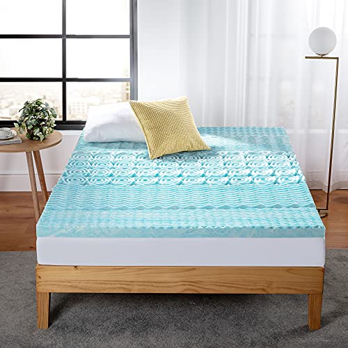ZINUS 2 Inch Green Tea Cooling Gel Memory Foam Zoned Support Mattress Topper, Queen