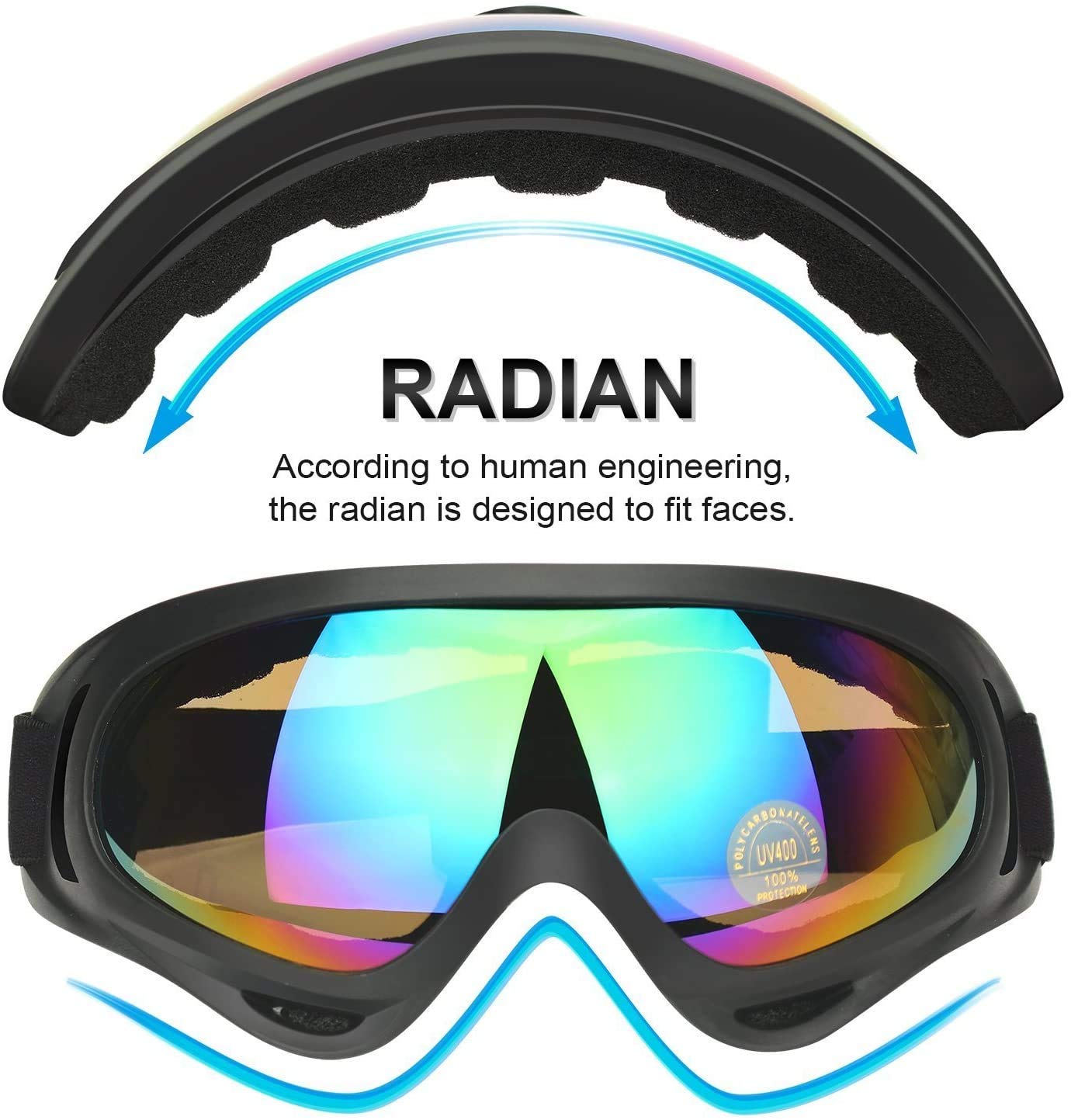Ski Goggles Snowboard Goggles Outdoor Goggles Ride Motorcycle Sport Goggles UV400 Windproof Sand Tactics Equipment Skiing Glasses