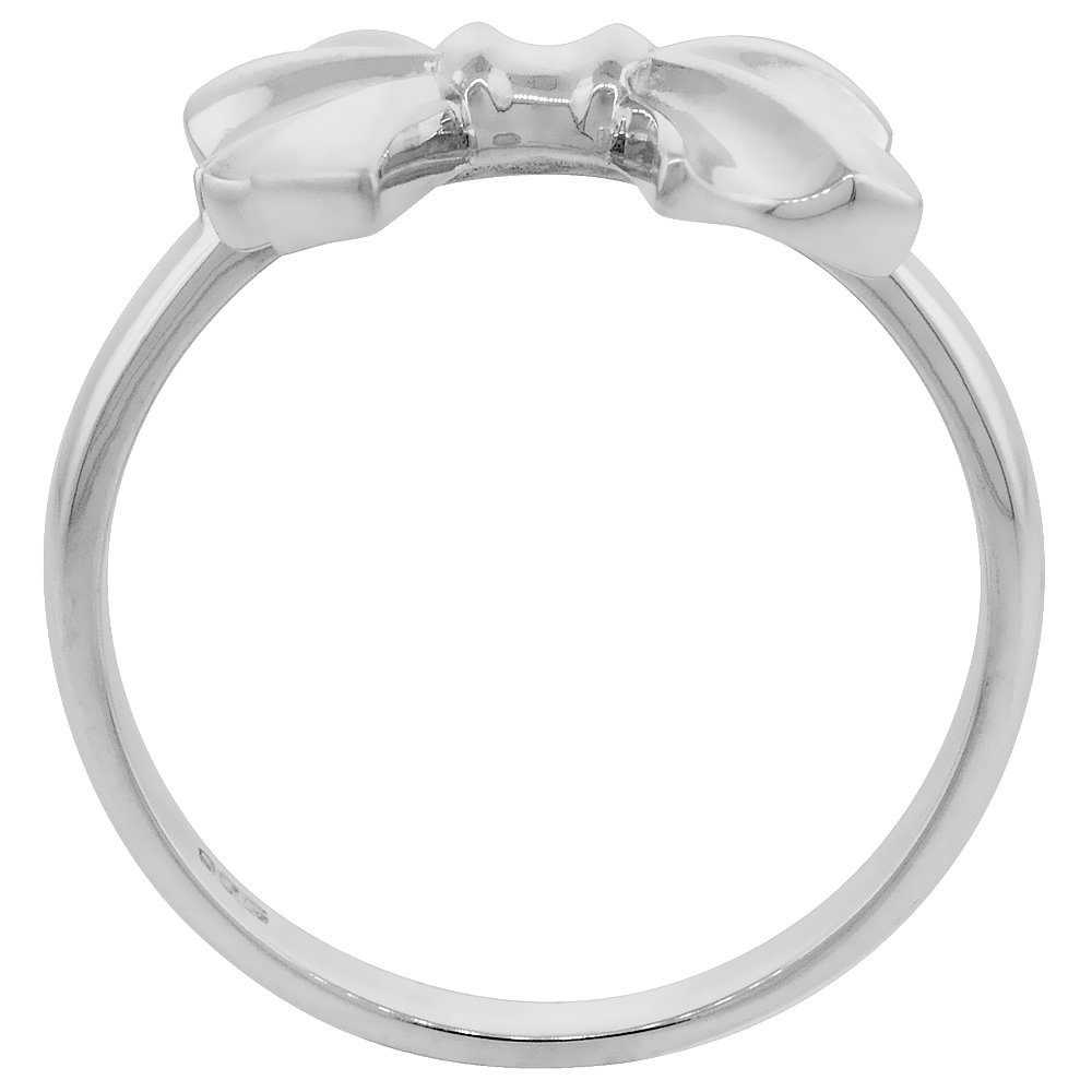 Sterling Silver Bow Ring for Women Hefty Flawless Polished Finish 3/4 inch size 9