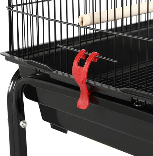 TENAS Rolling Metal Removable Bracket Bird Cage - Eco-Feeder - Wooden Perch - Swing - Removable Rolling Bracket - Easy to Handle and Store - Made of Durable Eco-Friendly Materials
