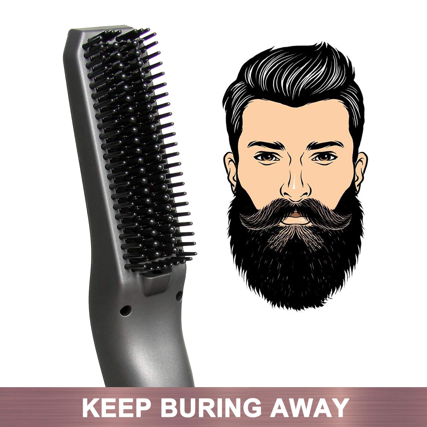 WOLFMEN Beard Straightener for Men - Heated Beard Comb for Men, Ionic Heated Beard Brush Straightener, Hot Beard Comb for Men with 6 Temperatures and Quick Electric Heated