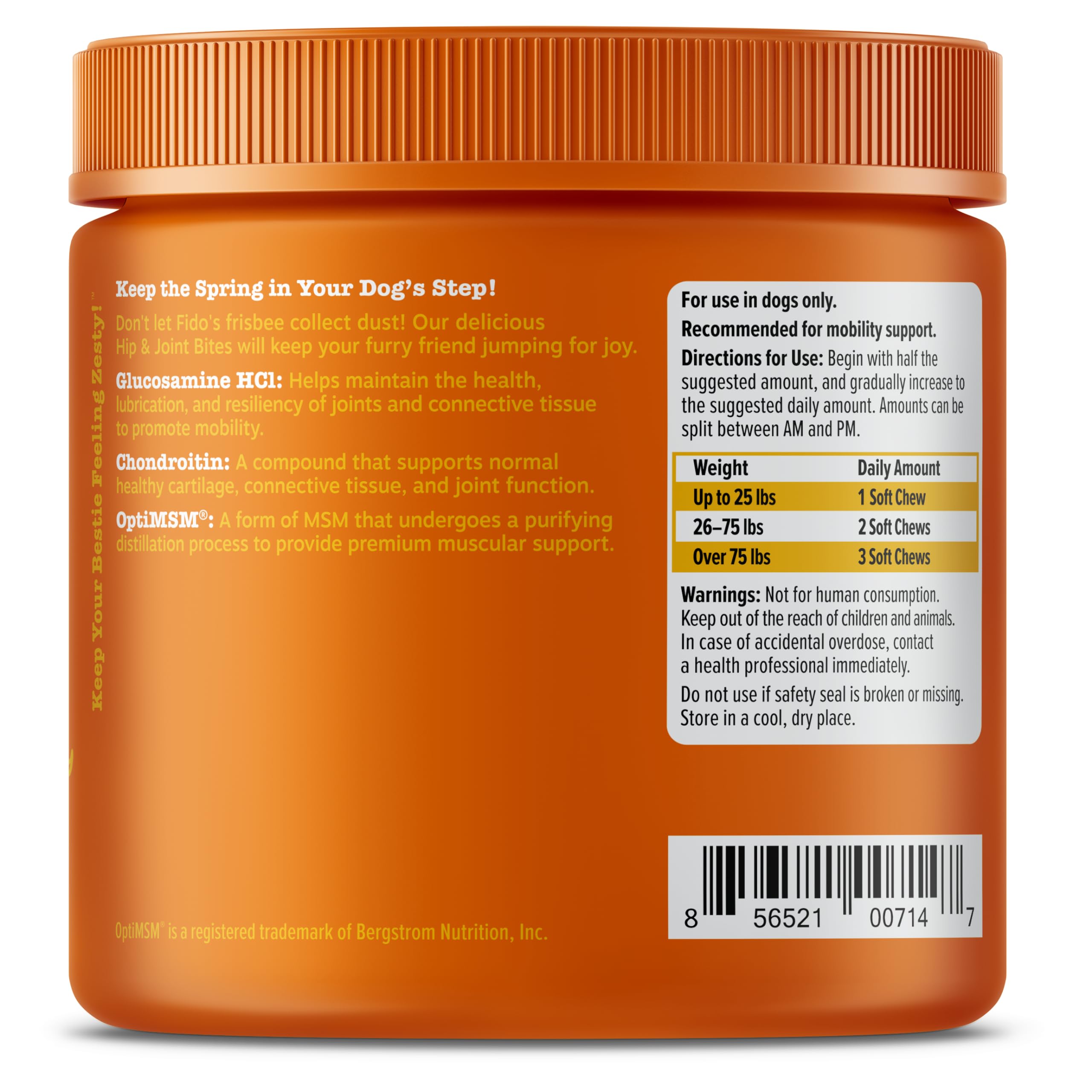 Zesty Paws Hip and Joint Supplement for Dogs - Glucosamine for Dog Joint Supplement - with Chondroitin, MSM, Vitamins C and E for Dog Joint Relief - Mobility Bites Duck β 90 Count