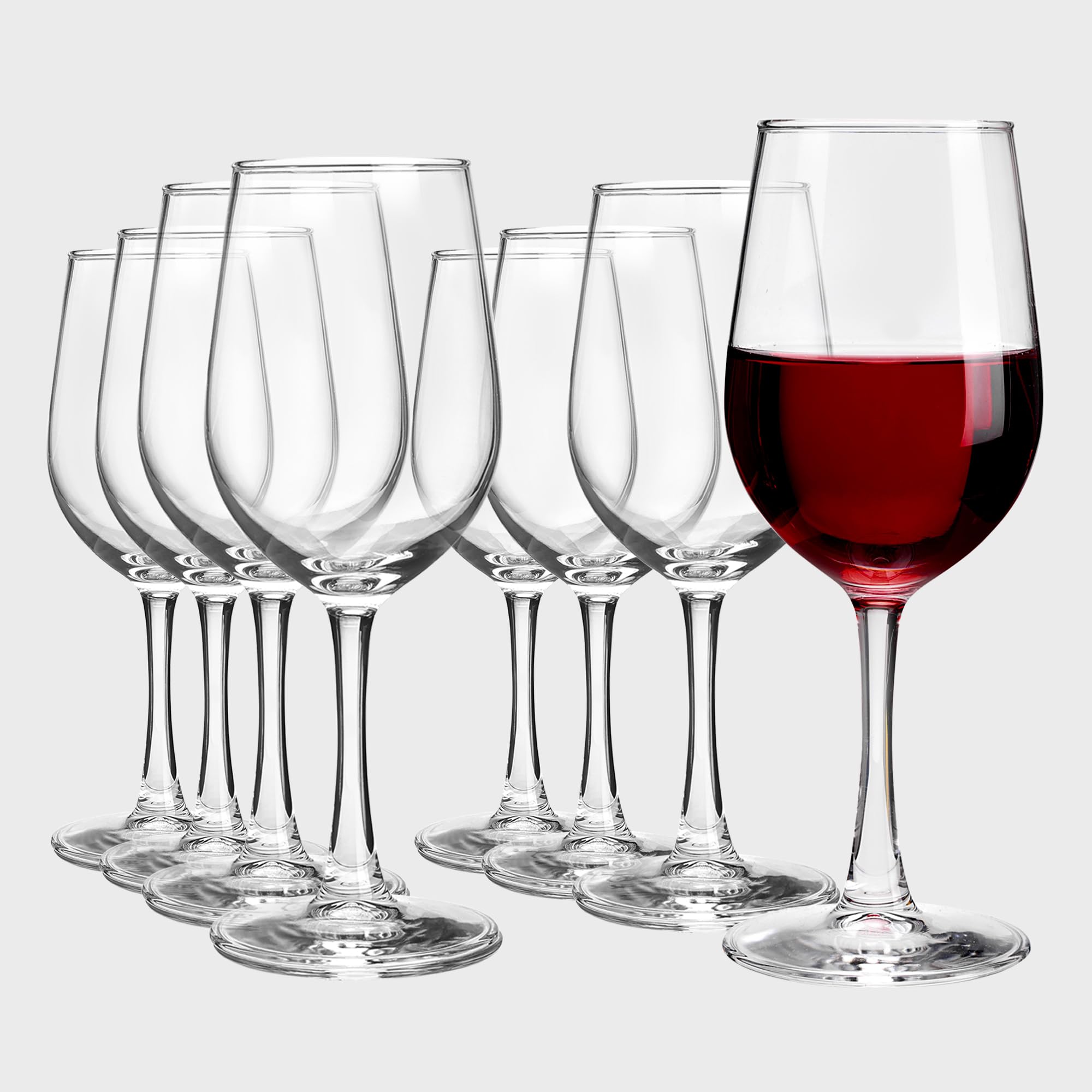 UMEIED All Purposed Wine Glasses Set of 8, Classic Wine Glasses for Red White Wine, Dishwasher Safe, Clear