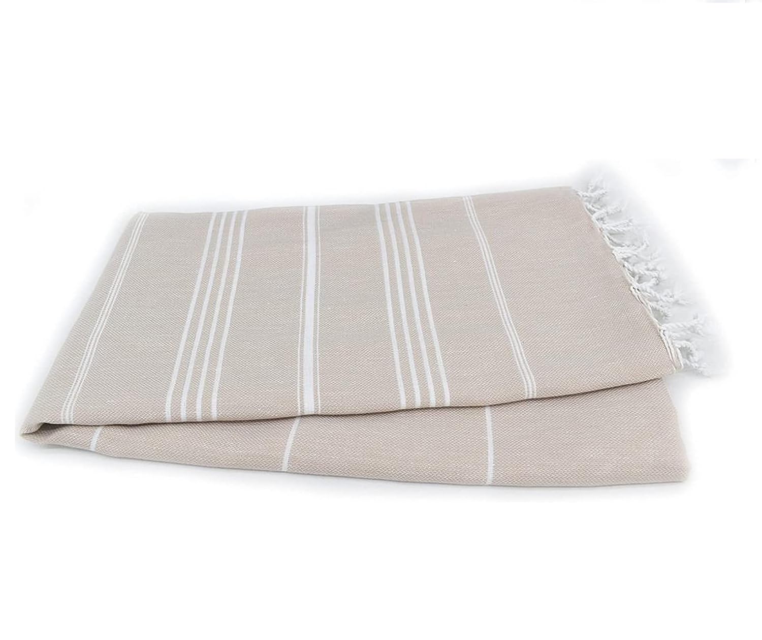 Turkish Beach Towel Oversized Sand Free Cotton Blanket with Hidden Pocket 38x75 Extra Large Packable Travel Bath Towel for Adults Gift Men Women Made in Turkey