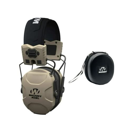 Walkers XCEL 100 Digital Electronic Shooting Hearing Protection Muff with Voice Clarity, and Protective Case Bundle