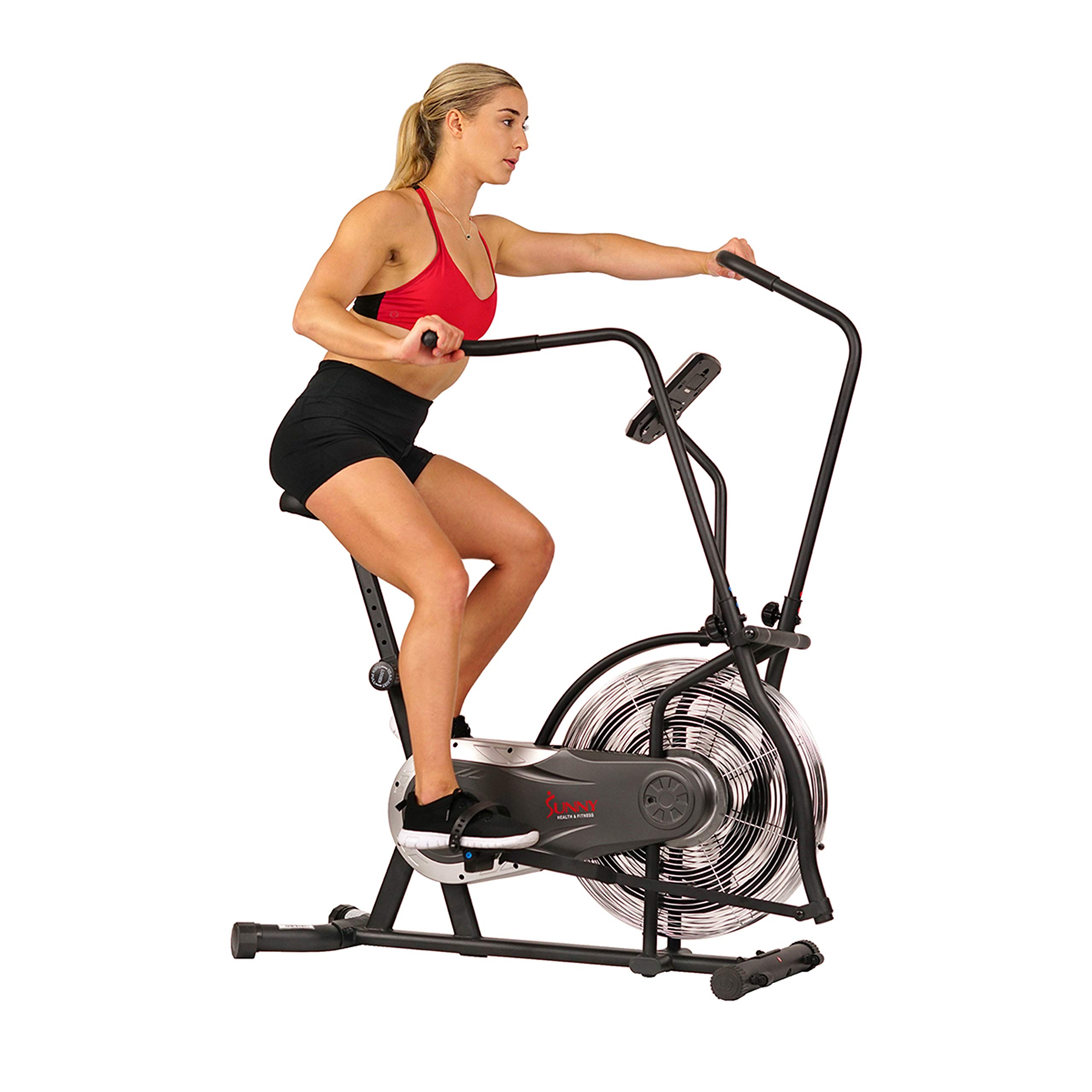 Sunny Health & Fitness Exercise Tornado Fan Air Bike with Bluetooth and Heart Rate Compatibility