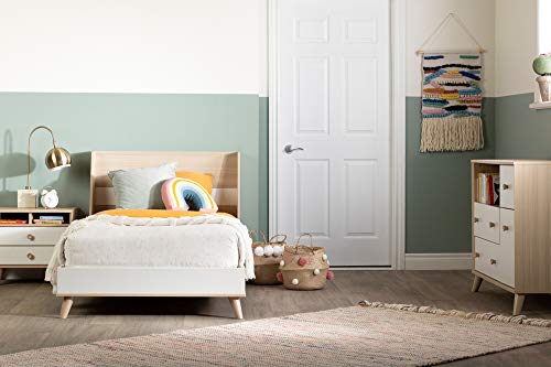 South Shore Yodi Complete Bed-Twin-Soft Elm and Pure White
