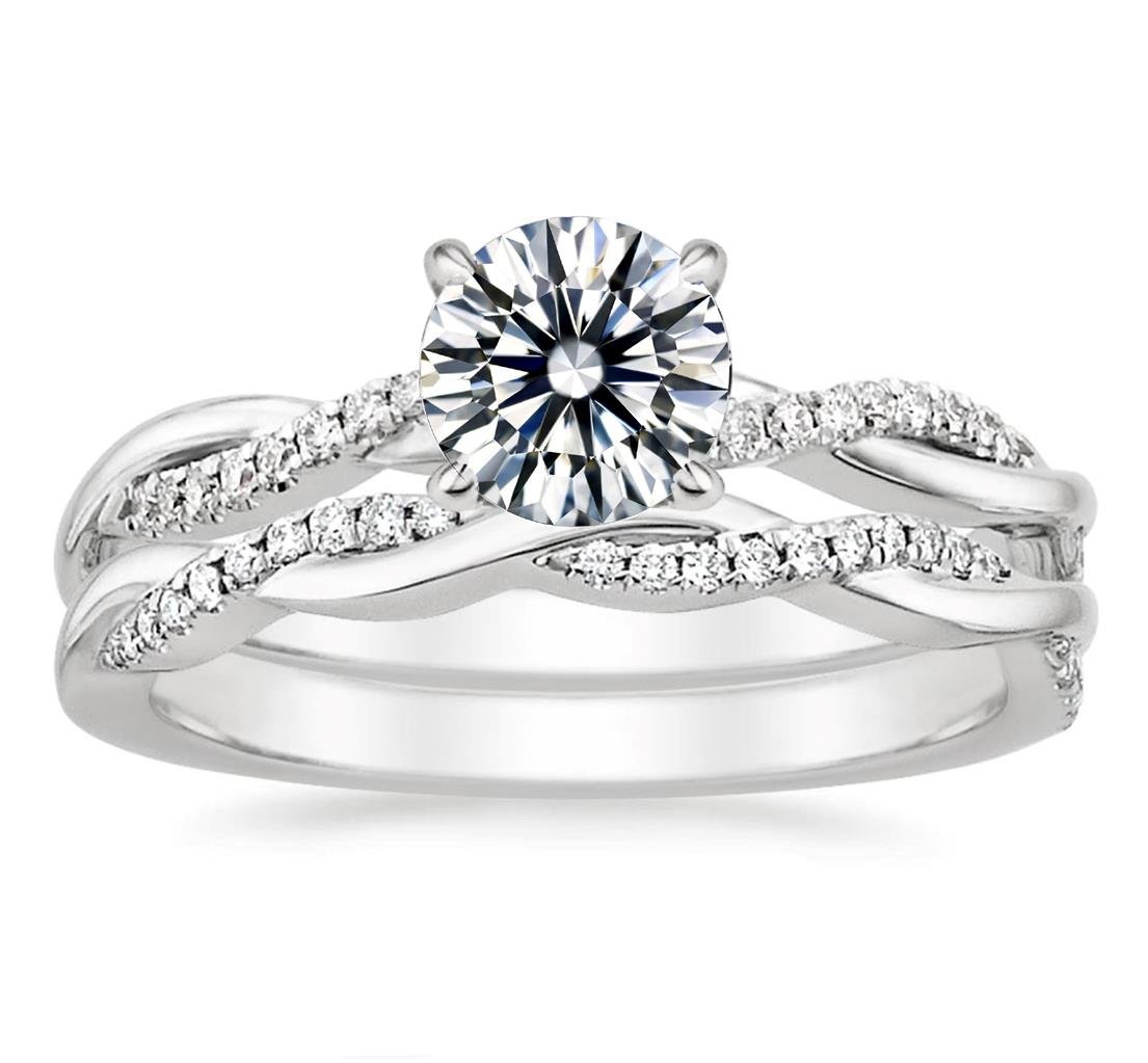 Venetia Twist Vine Pave Realistic 1 2 Carats Simulated Diamond Ring Band Set Hearts Arrows Cut tw2-8