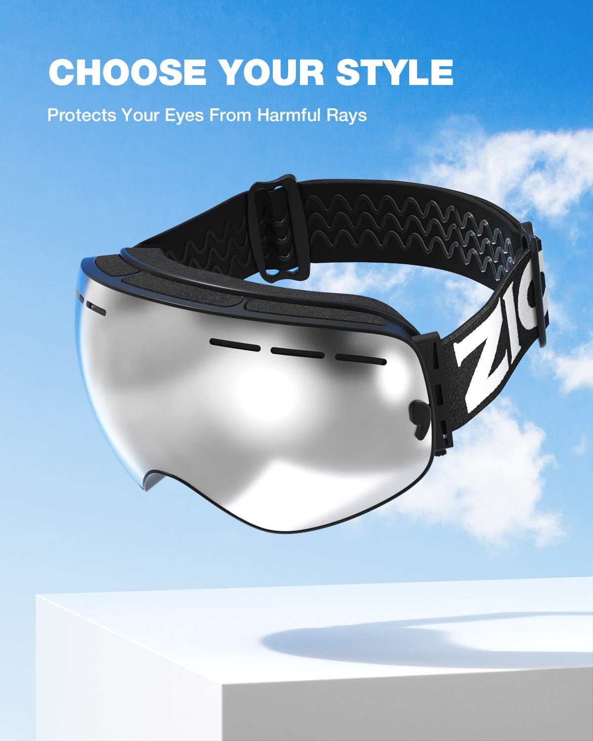 ZIONOR X Ski Snowboard Snow Goggles Replacement Lenses (VLT 9% Revo Silver Lens)
