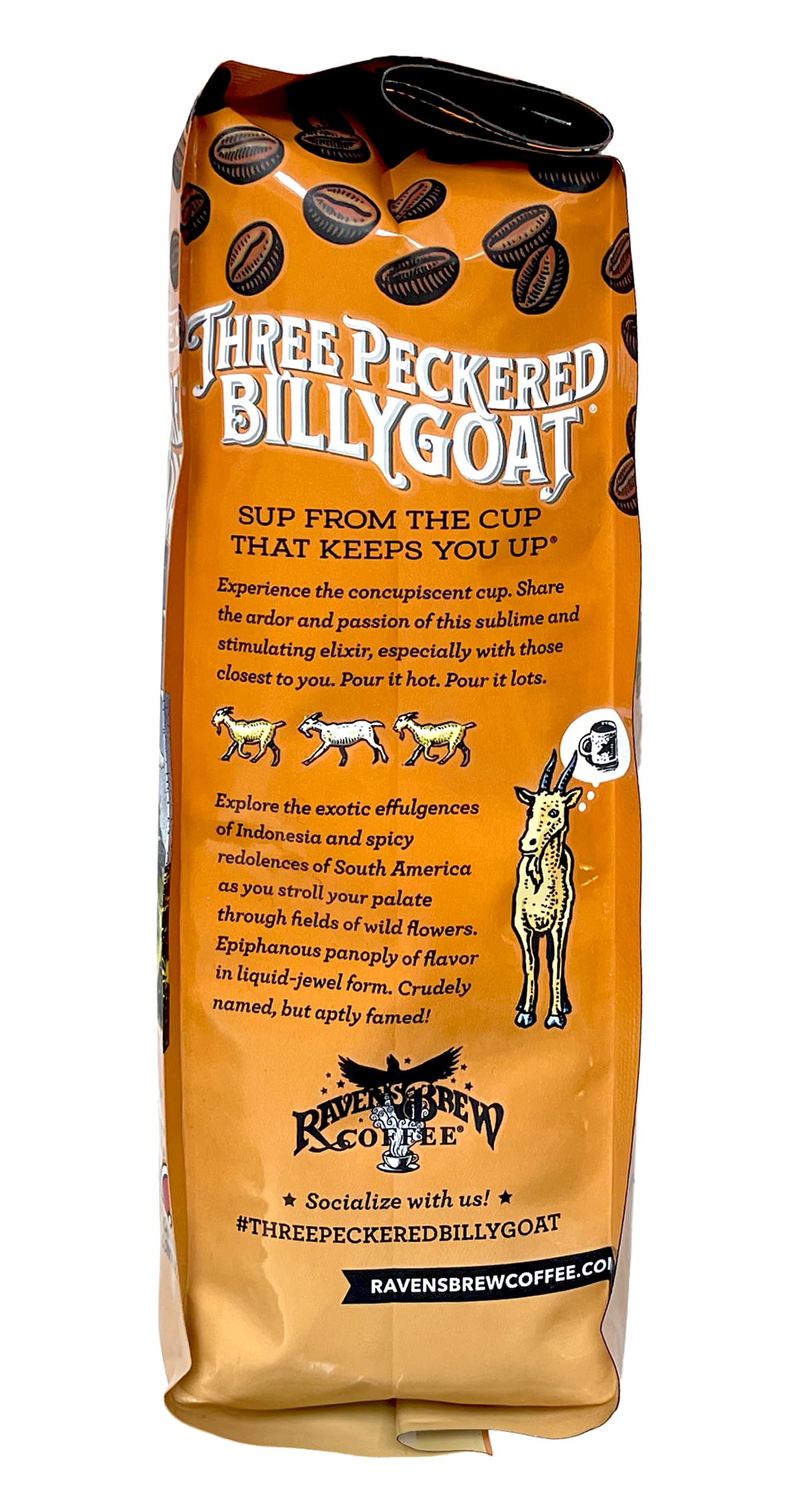 Raven's Brew Coffee High Caffeine Coffee Dark Roast Whole Bean β Three Peckered Billy Goat 2-pack of 12oz
