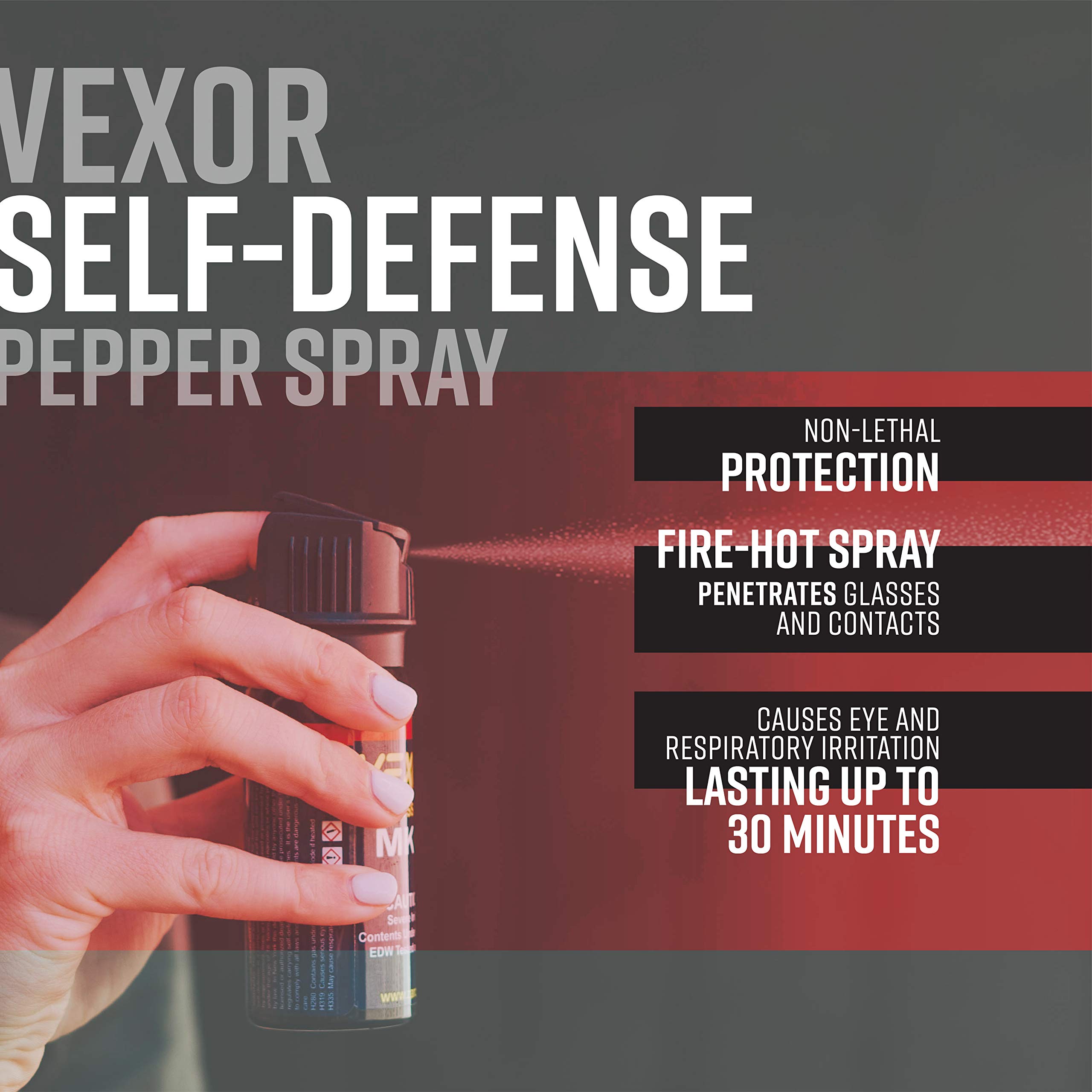 Vexor Pepper Spray w/Belt Clip for self defense - 3 Pack, Maximum Police Strength, 20-foot range, Full Axis (360°) capability, Flip Top safety for Quick and Accurate Aim, Protection for Women and Men