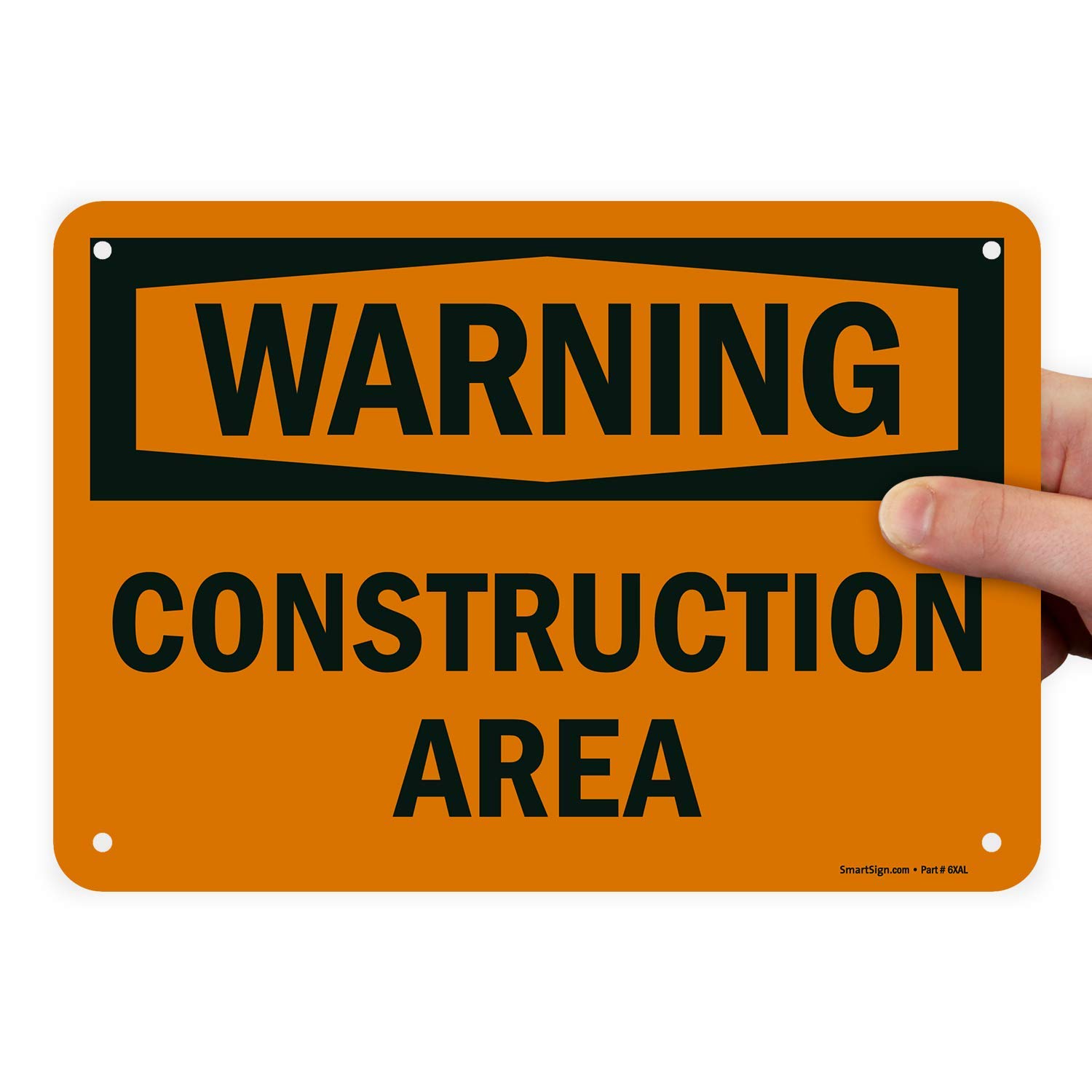 SmartSign "Warning - Construction Area" Sign | 7" x 10" Plastic