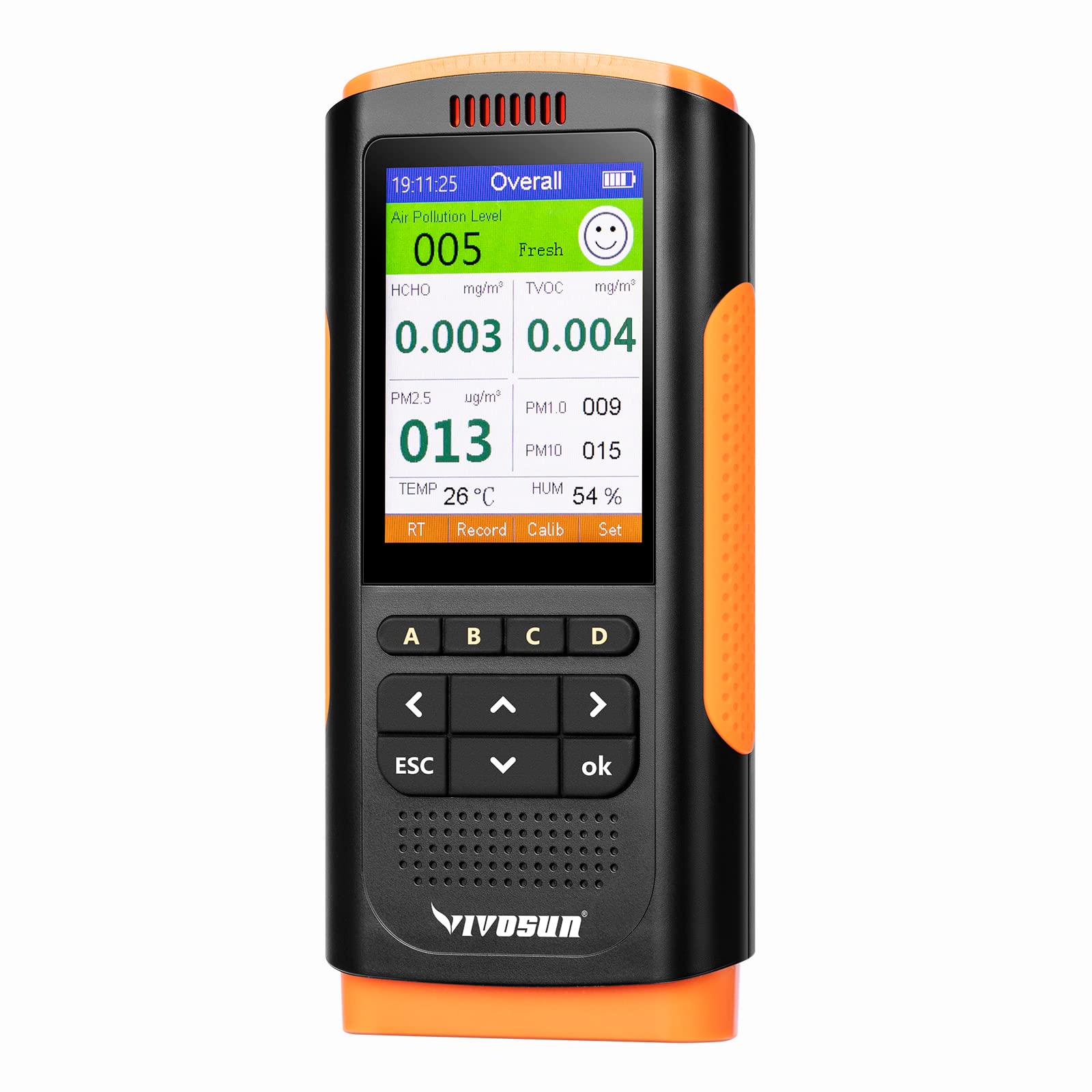 VIVOSUN Air Quality Monitor Indoor Pollution Detector Formaldehyde Tester, TVOC and PM2.5/PM1.0/PM10 Micron Dust Meter, Temp and Humidity Sensor Function