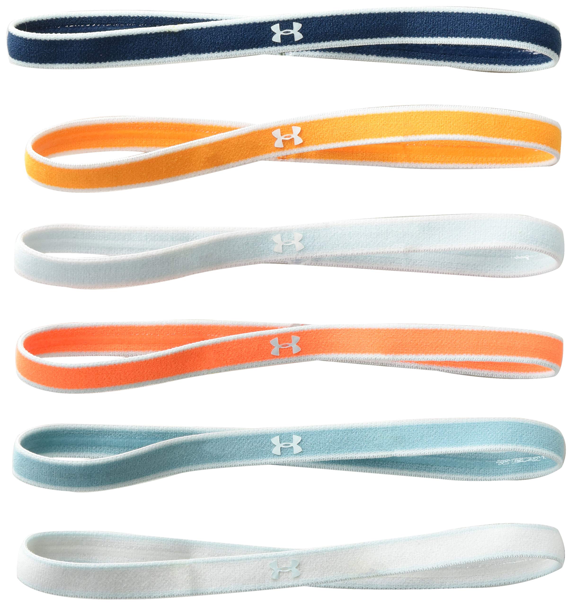 Under Armour Girls' Mini Headbands – 6 Pack, True Ink (918)/ Rift Blue, One Size Fits All