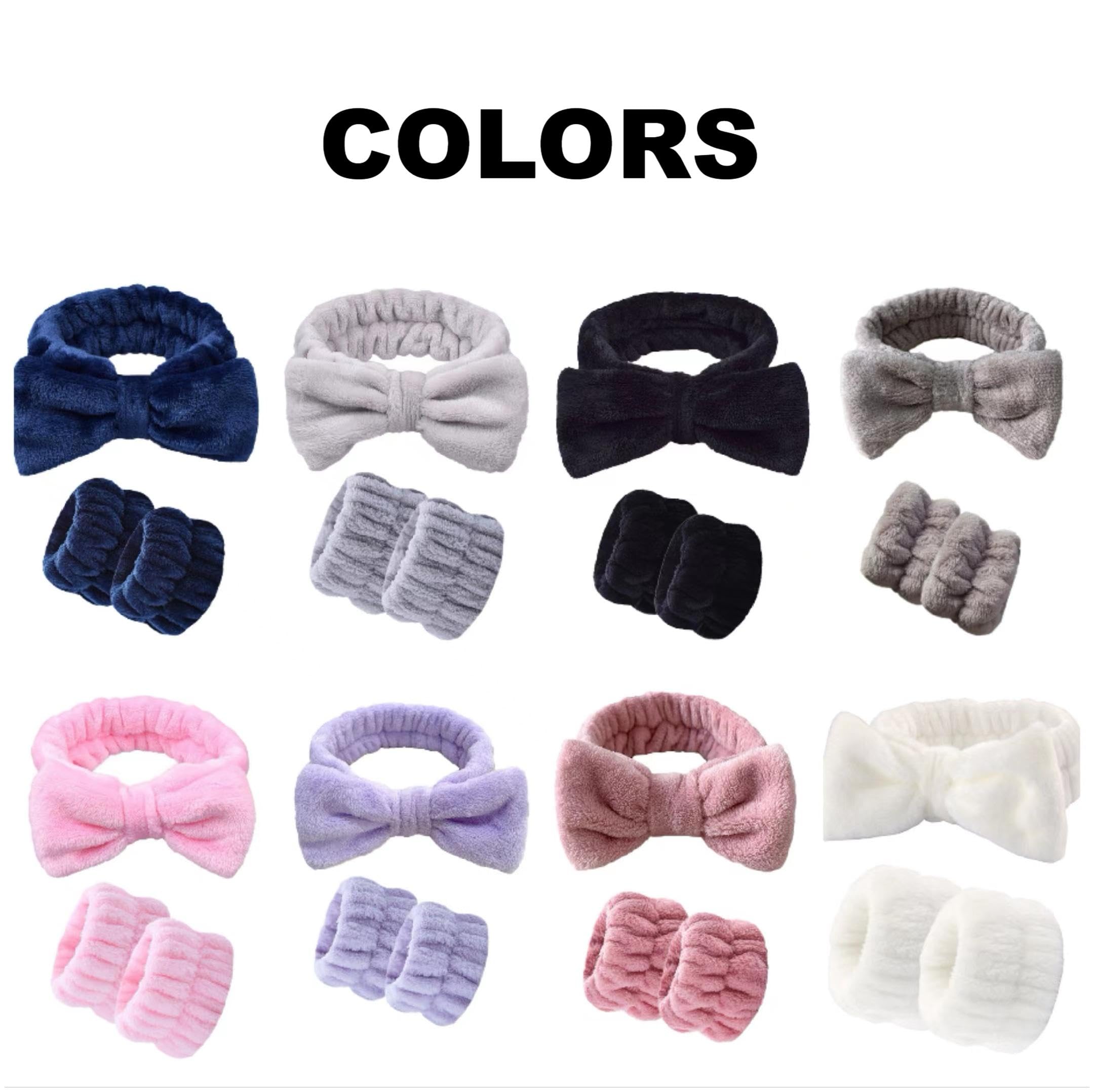 XiaLanXuan 9-Pack Soft Spa Headbands & Wristband Set - Elastic Microfiber Towel Bands for Women's Girls' Face Washing, Yoga, Sports - Random 8 Colors