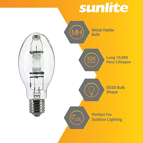 Sunlite MH400/U/MOG M59 Metal Halide Lamp, 400 Watts, Mogul Base (E39), ED37, 12,000 Hour Life Span, 36000 Lumen, Clear Finish, 4000K, 2 Pack