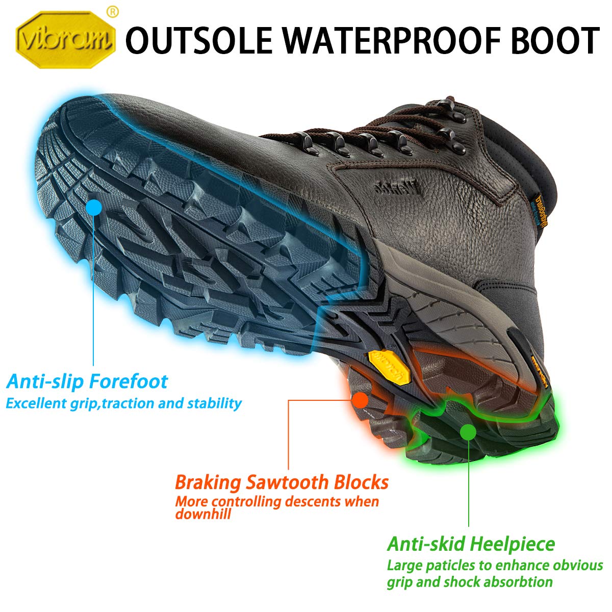 Wantdo Men’s Ankle High Waterproof Hiking Boots Outdoor Hiking Camping Trekking Boots Brown 9.5 M US