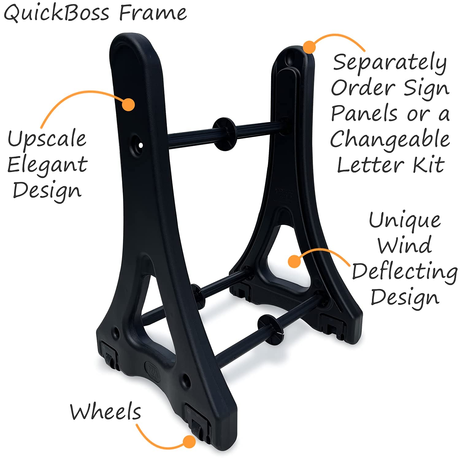 SmartSign 24"x36" Changeable Message Sign Board Sidewalk Sign, Standard Portable A-Frame Sign & Letter Kit for Outdoor, Business, Large Black Standing Frame with Wheels, USA-Made