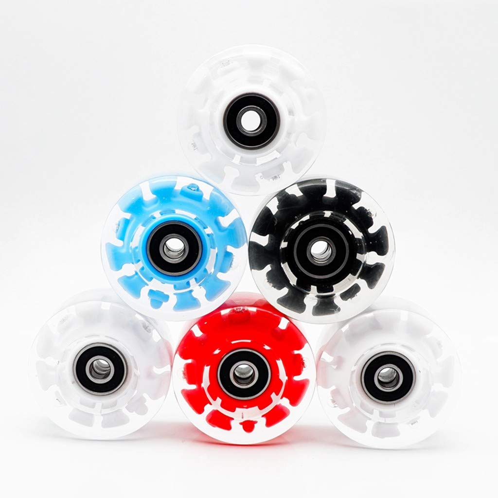 YJYdadaS Roller Skate Wheels, PU Wear-Resistant Wheels Transparent Flashing Universal Wheels Double-Row Roller Skates Accessories 4PC (Blue)