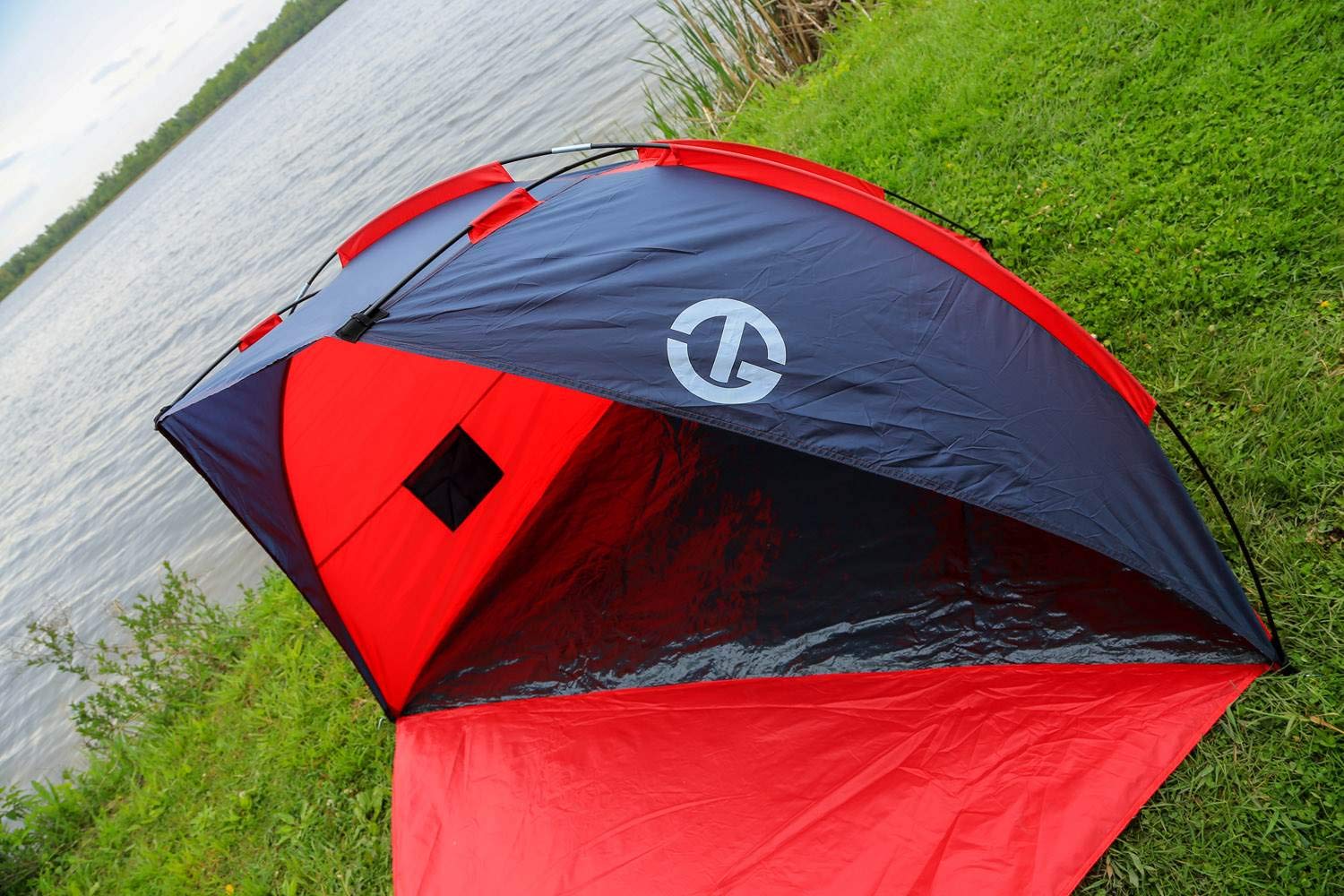 Tahoe Gear Cruz Bay Polyester Summer Sun Shelter and Beach Shade Tent Canopy, withstands Light Rain and Winds up to 25 Miles per Hour, Coral Red