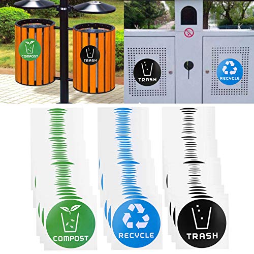 Round red bin Stickers for 13×12×2 60pcs Set Round Recycle Trash Compost Sticker Decal for Trash Garbage containers Recycle Bins