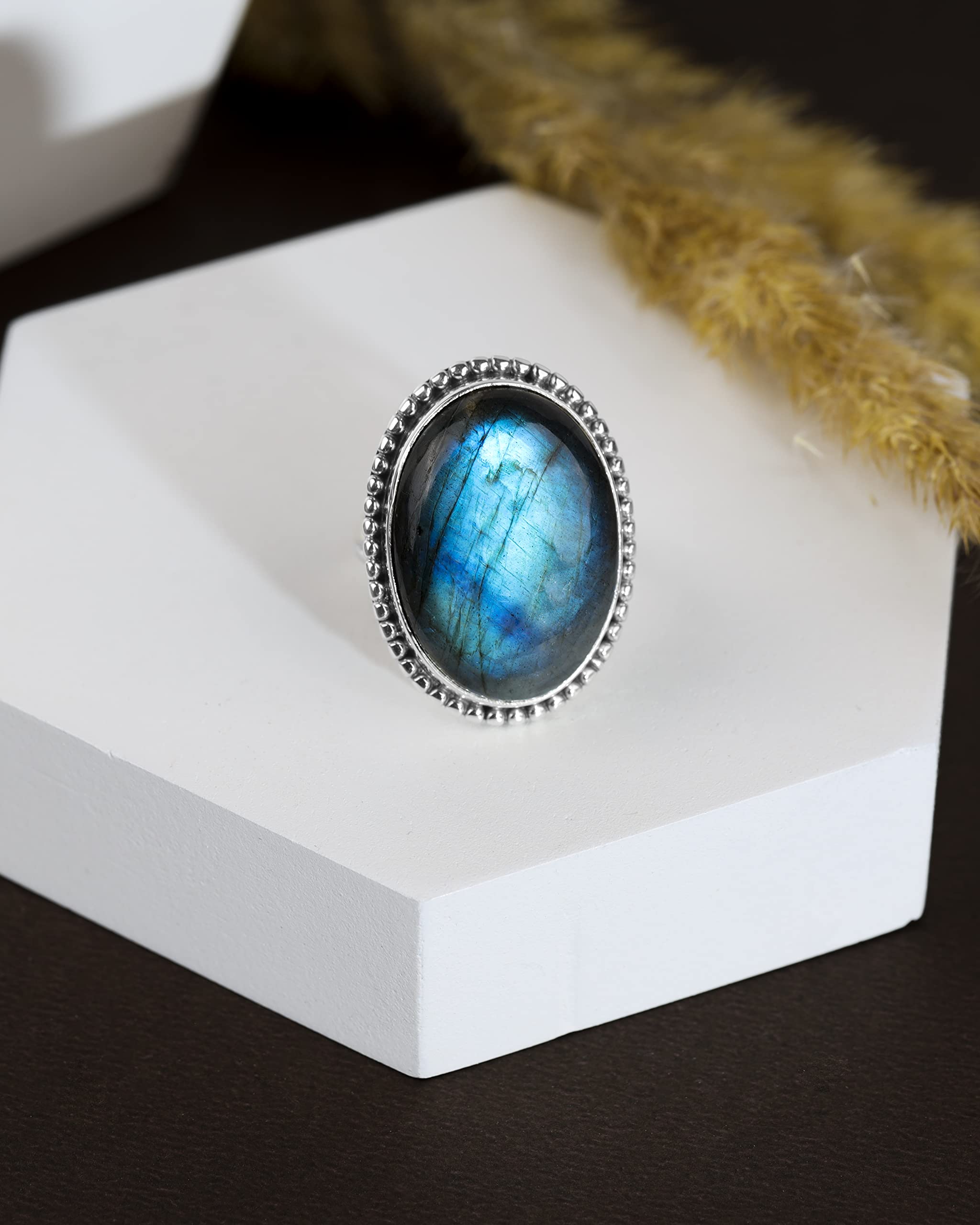 YoTreasure 18x25 MM Labradorite Chunky Ring .925 Sterling Silver