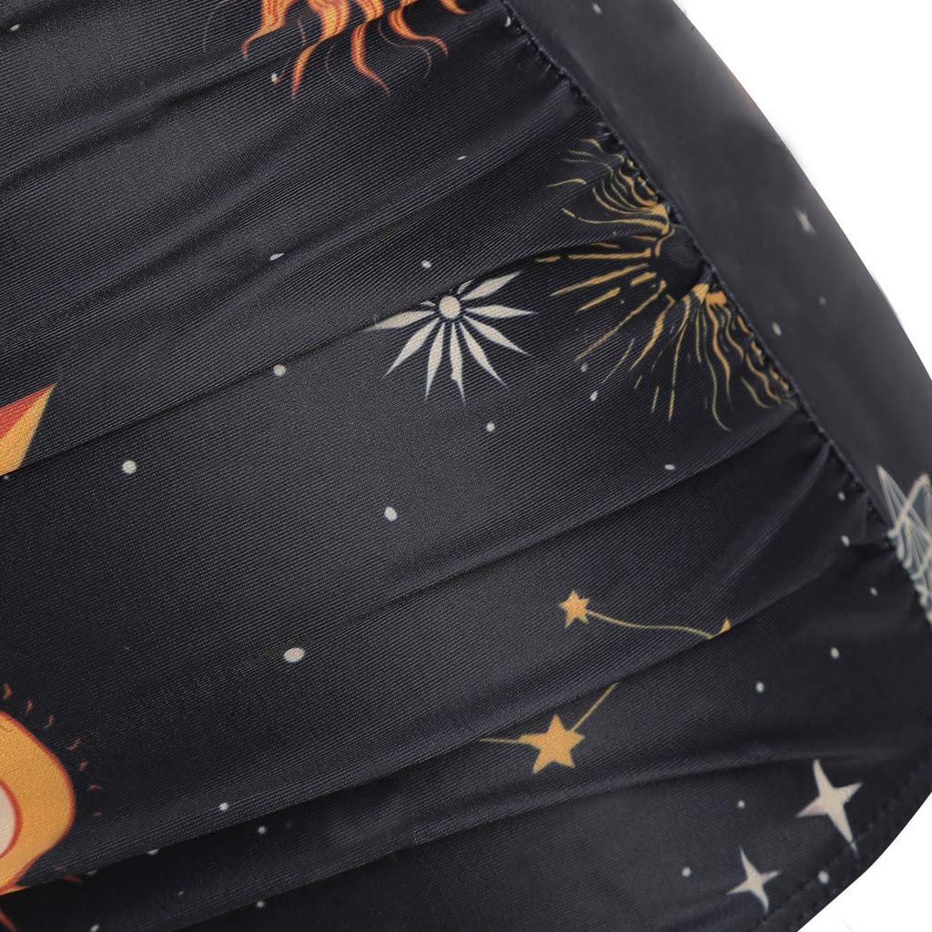 Women Plus Size High Waisted Bikini Set Push Up Two Piece Swimsuit Retro Moon Sun Star Print Bathing Suit
