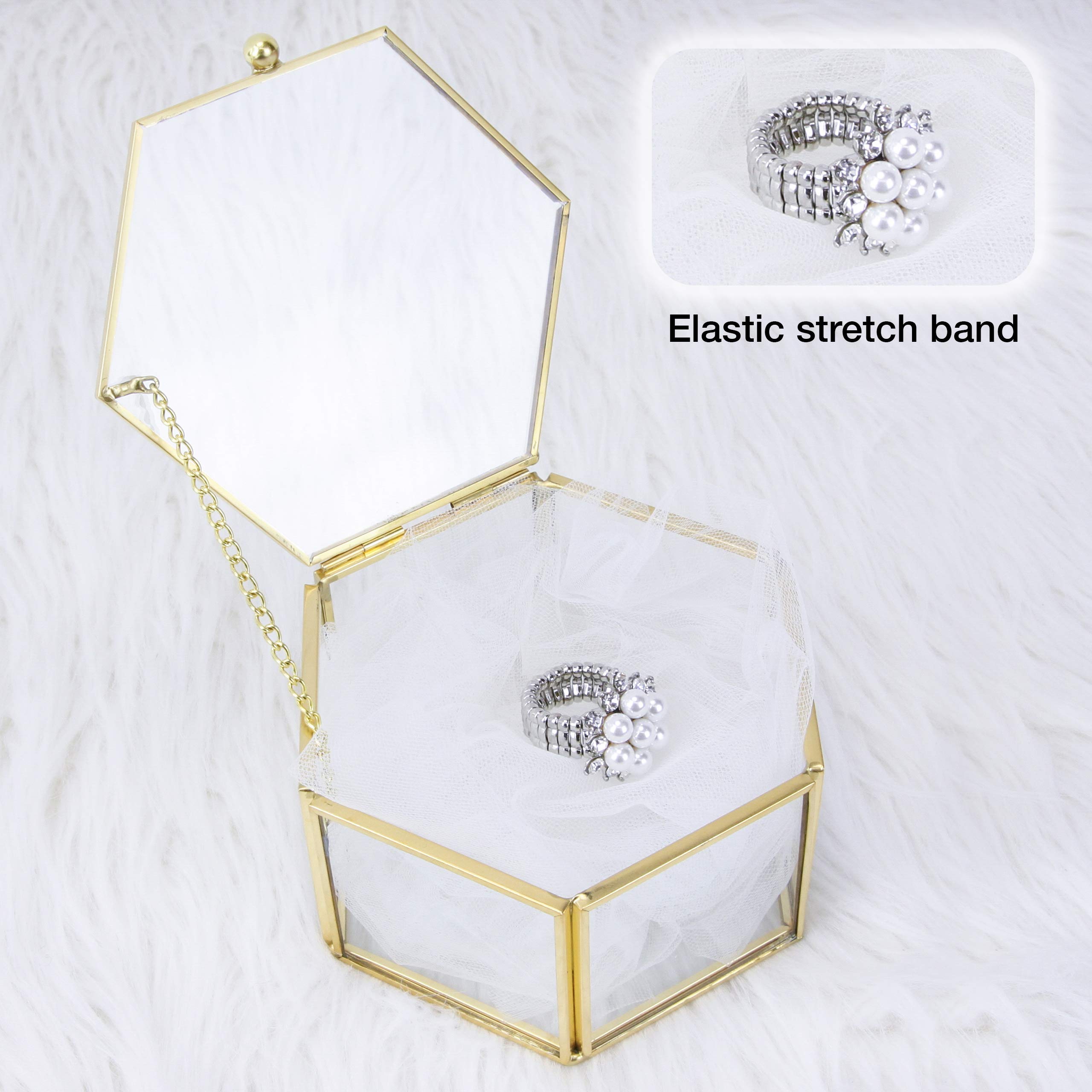 SP Sophia Collection Women's Elegant Pearl and Rhinestone Floral Cluster Stretch Ring
