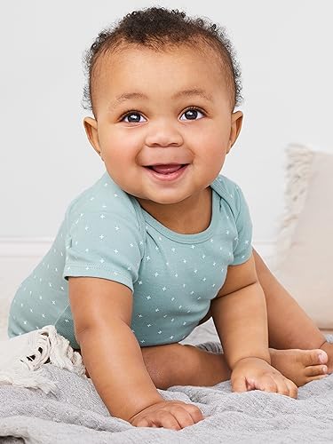 Simple Joys By Carter's Unisex Baby 6-pack Short-sleeve Bodysuit Shirt, Animal/Rainbow/Stripe/Text Print, 3-6 Months US