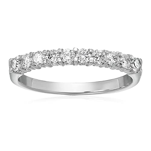 Vir Jewels 1/2 carat (ctw) Diamond Wedding Anniversary Band for Women, Round Diamond Engagement Ring 14K White Gold 10 Stones Prong Set 0.50 cttw I1-I2, Size 8.5