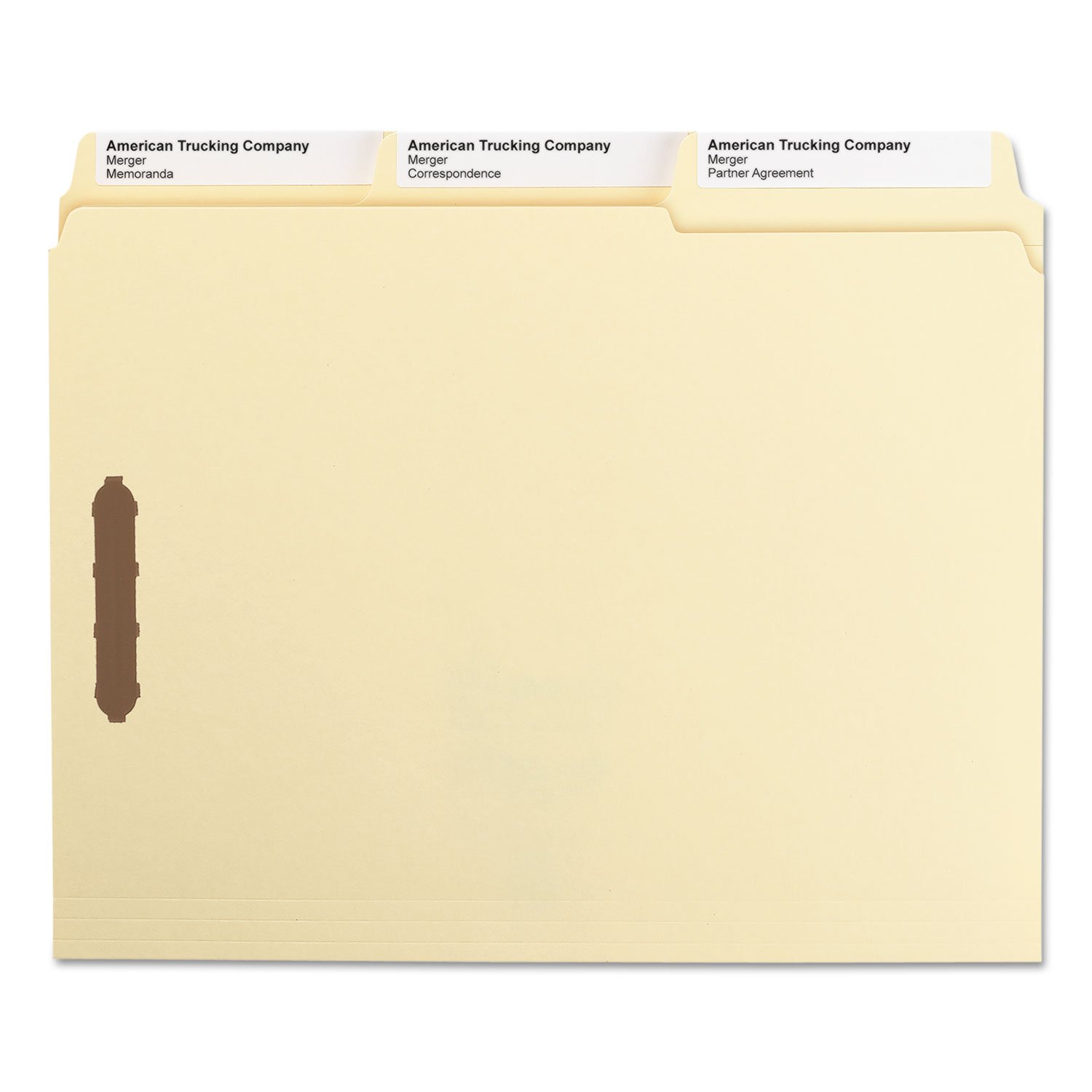 Smead SuperTabĀ® Fastener File Folder, 2 Fasteners, Oversized Reinforced 1/3- Cut Tab, Guide Height, Letter Size, Manila, 50 Each per Box (14535)