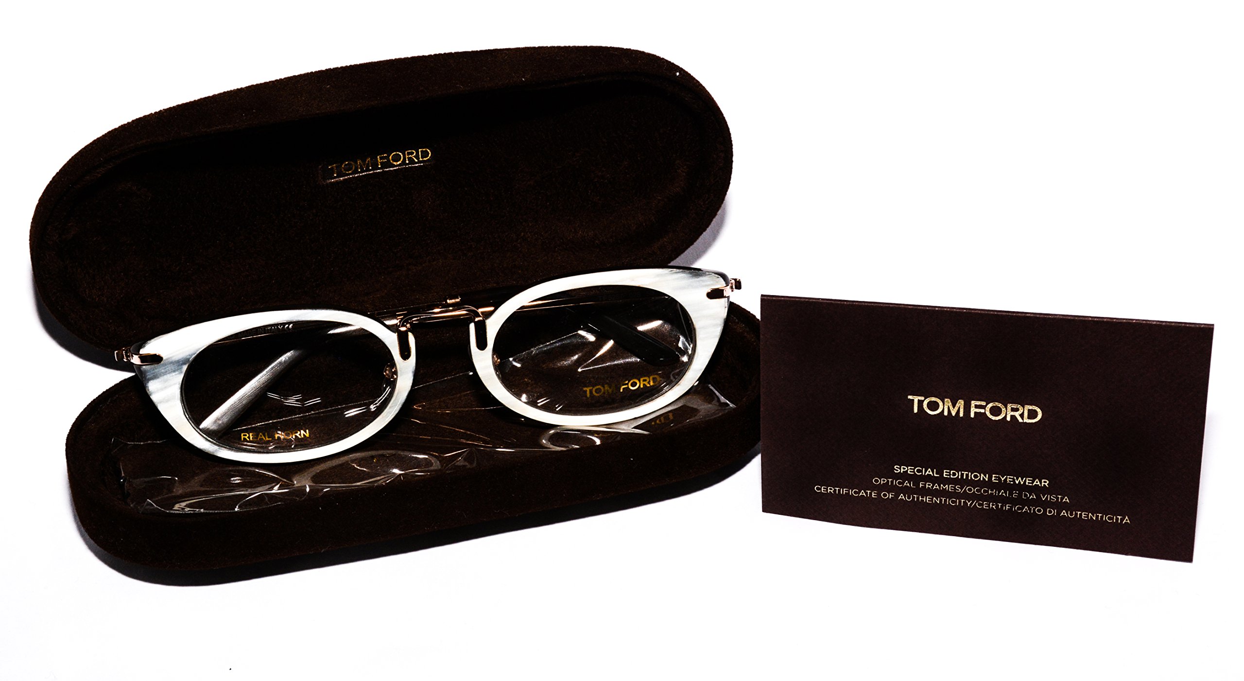 Tom Ford Oval Eyeglasses TF5257 028 Size: 50mm Ivory Buffalo Horn/Gold Plated 5257