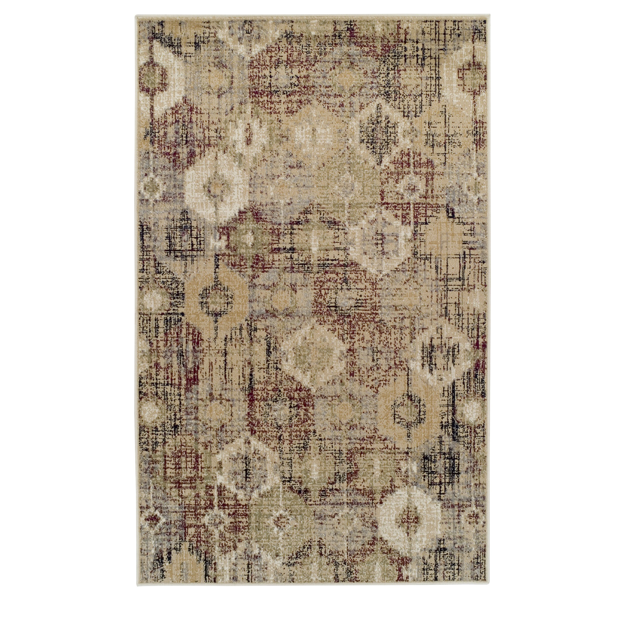Superior Arabella Collection Area, 8mm Pile Height with Jute Backing Vintage Distressed Medallion Pattern, Fashionable and Affordable Woven Rugs, 8' x 10', Gold