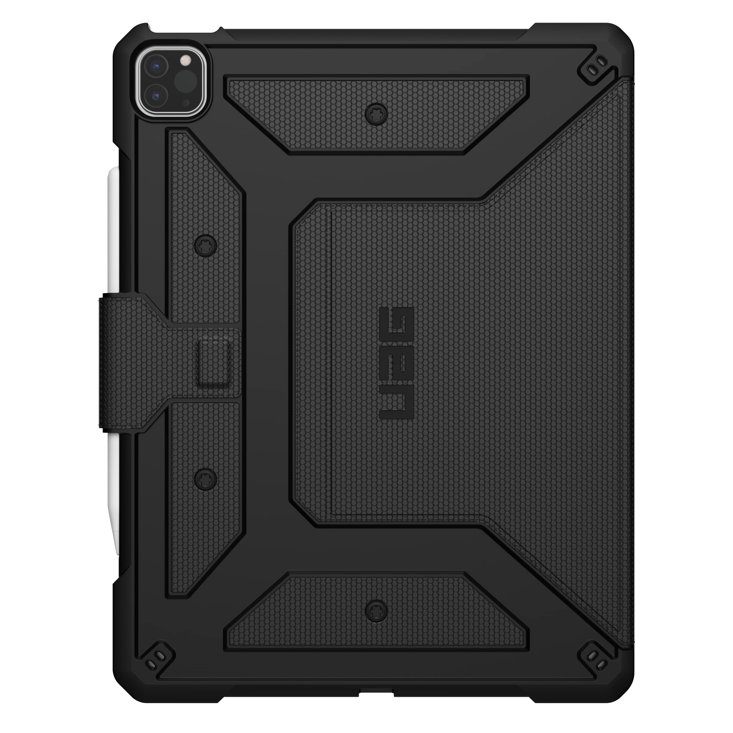 UAG iPad Pro 12.9" (6th Gen 2022, 5th Gen 2021) Case Black Metropolis Rugged Heavy Duty Protective Cover Multi-Angle Viewing Folio Stand with Pencil Holder, by URBAN ARMOR GEAR