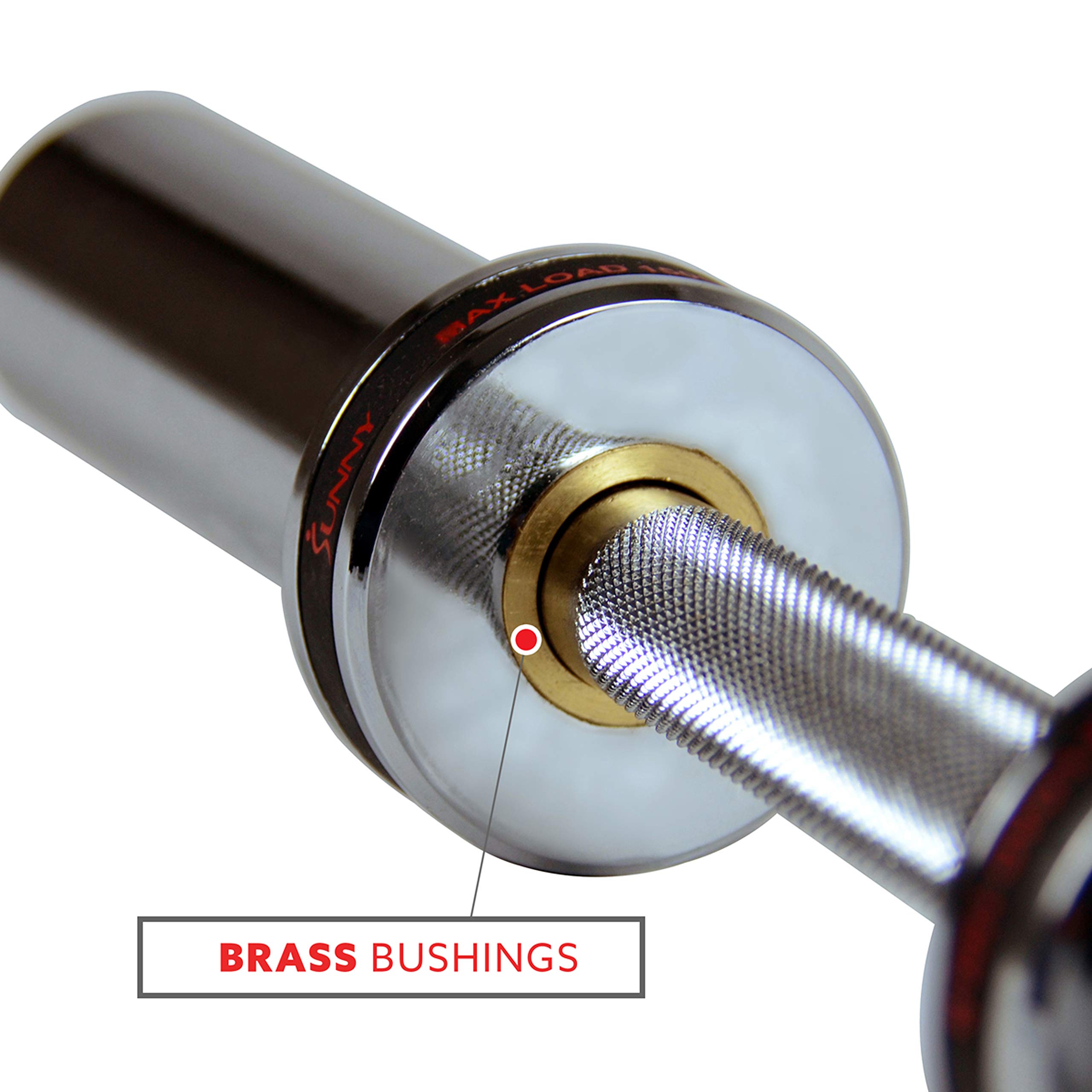 Sunny Health & Fitness OB-20 20" Olympic Single Dumbbell Handlebar with Ring Collars Medium
