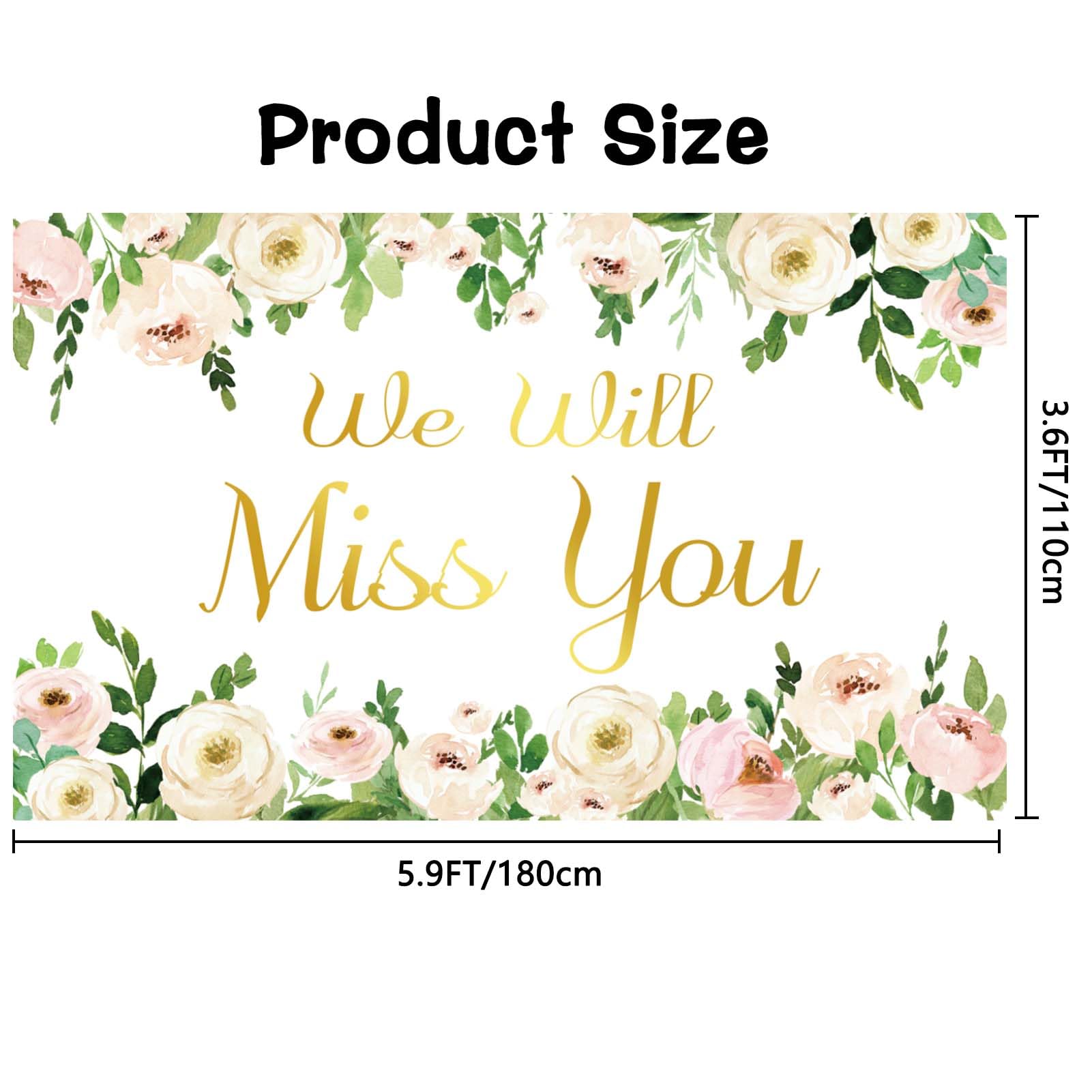 Vlipoeasn White Farewell Party Decorations, We Will Miss You Backdrop Banner, Goodbye Party Decorations for Coworker, Going Away Party Retirement Party Bye Office Work Graduation Party Decorations