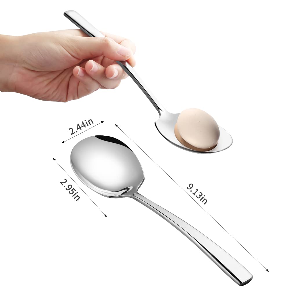 Stainless Steel Serving Spoon x 2, Slotted Serving Spoon x 2, 9.14 Inches Large Serving Utensils Set of 4 for Catering, Dishwasher Safe (Silver)