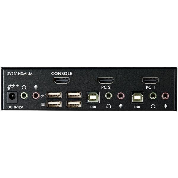 StarTech.com 2 Port USB HDMI KVM Switch with Audio and USB 2.0 Hub - 1080p (1920 x 1200), Hotkey Support - Dual Port Keyboard Video Monitor Switch (SV231HDMIUA), Black