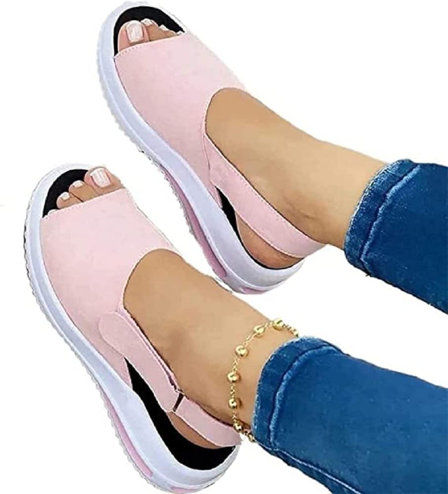 Women's Basic Open Toe Mid Wedge Sandals, Fashion Sneakers for Women Espadrilles Summer Sports Shoes
