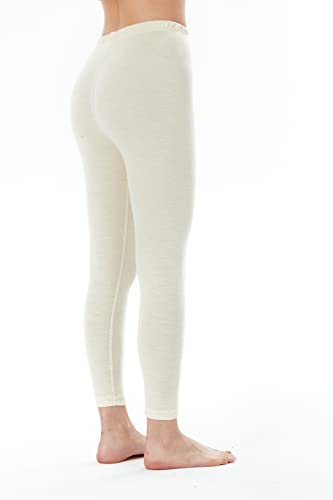WoolCo. Merino Wool Base Layer Pants for Women | Bottom Underwear, Lightweight Long Johns 185 Thermal Thin Wool Leggings (Medium, Natural/Cream)