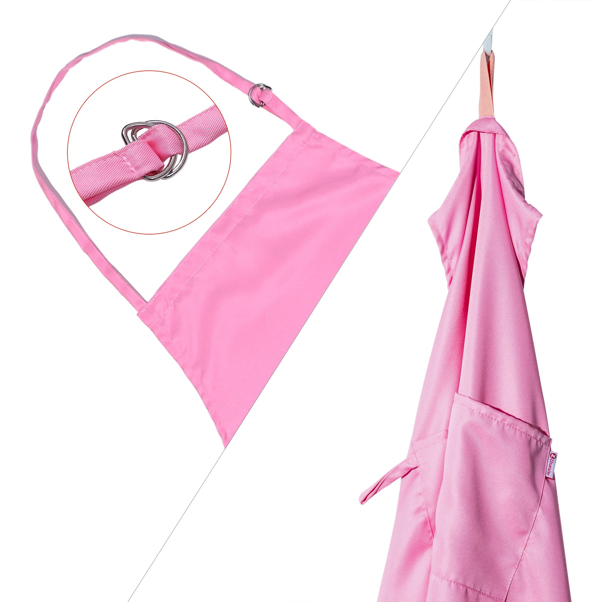 Zihuatailor Light Pink Apron for Women with Pockets | Lightweight and Adjustable Womens Apron