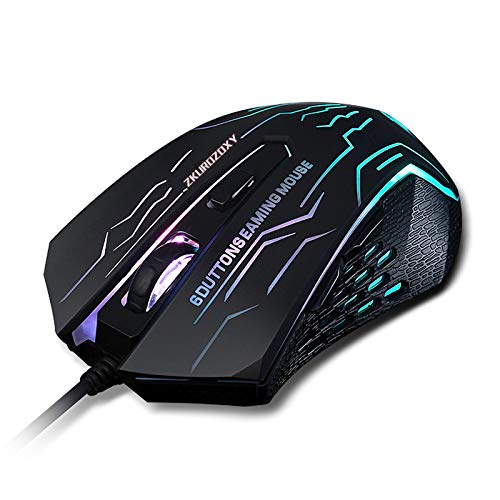 ZKUROZOXY M18 Wired Computer Laptop Mouse for Gaming, USB Mice for Gamer Game with 7 Colors Light, Side Button,4 DPI Up to 3200 with 6 Buttons for Windows Mac Linux Vista MacBook (M18)