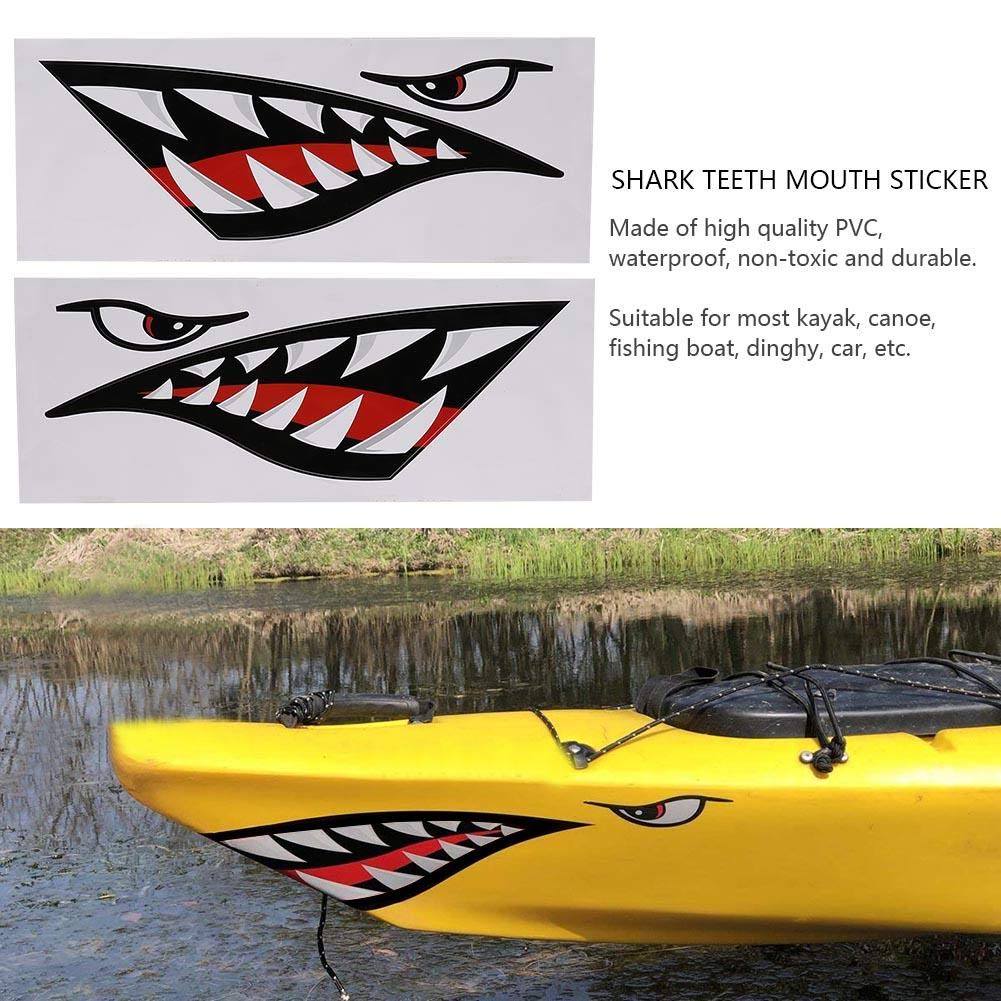 Wbestexercises Shark Teeth Mouth Stickers,2pcs Waterproof DIY Funny Shark Teeth Mouth Sticker Decal Car Kayak Boat Truck Decoration