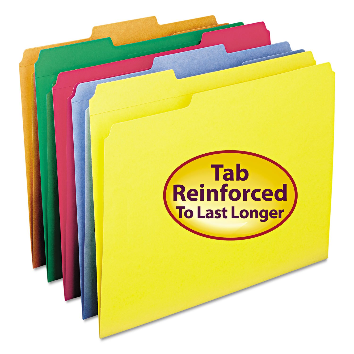 Smead 12034 File Folders 1/3 Cut Reinforced Top Tab Letter Blue 100/Box