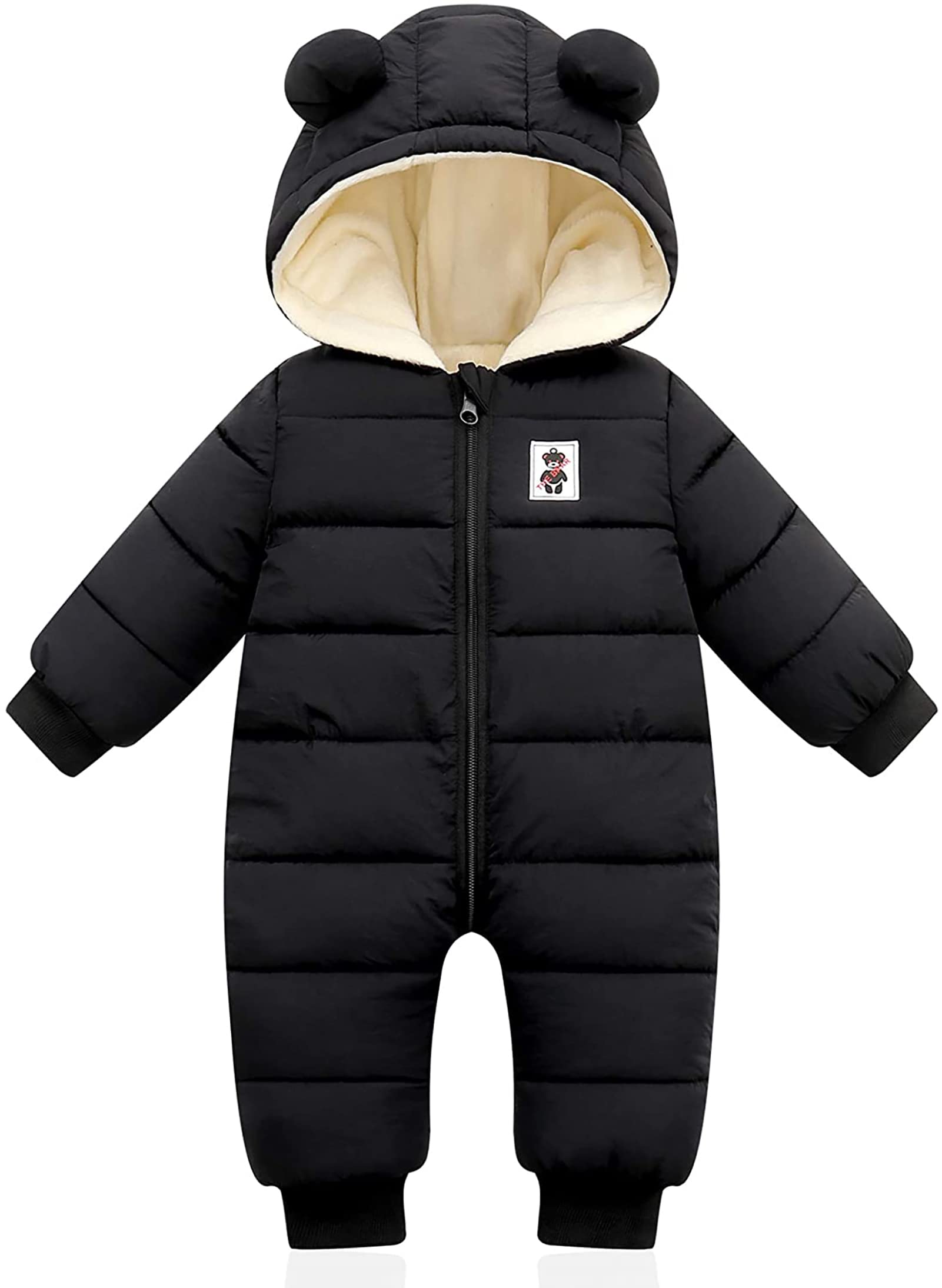 XMWEALTHY Baby Clothes Newborn Boy Girl Snowsuit Winter Coats Infant Jumpsuit Bodysuits Registry for Baby Essentials Stuff Shower Gift Black 12-18 Months