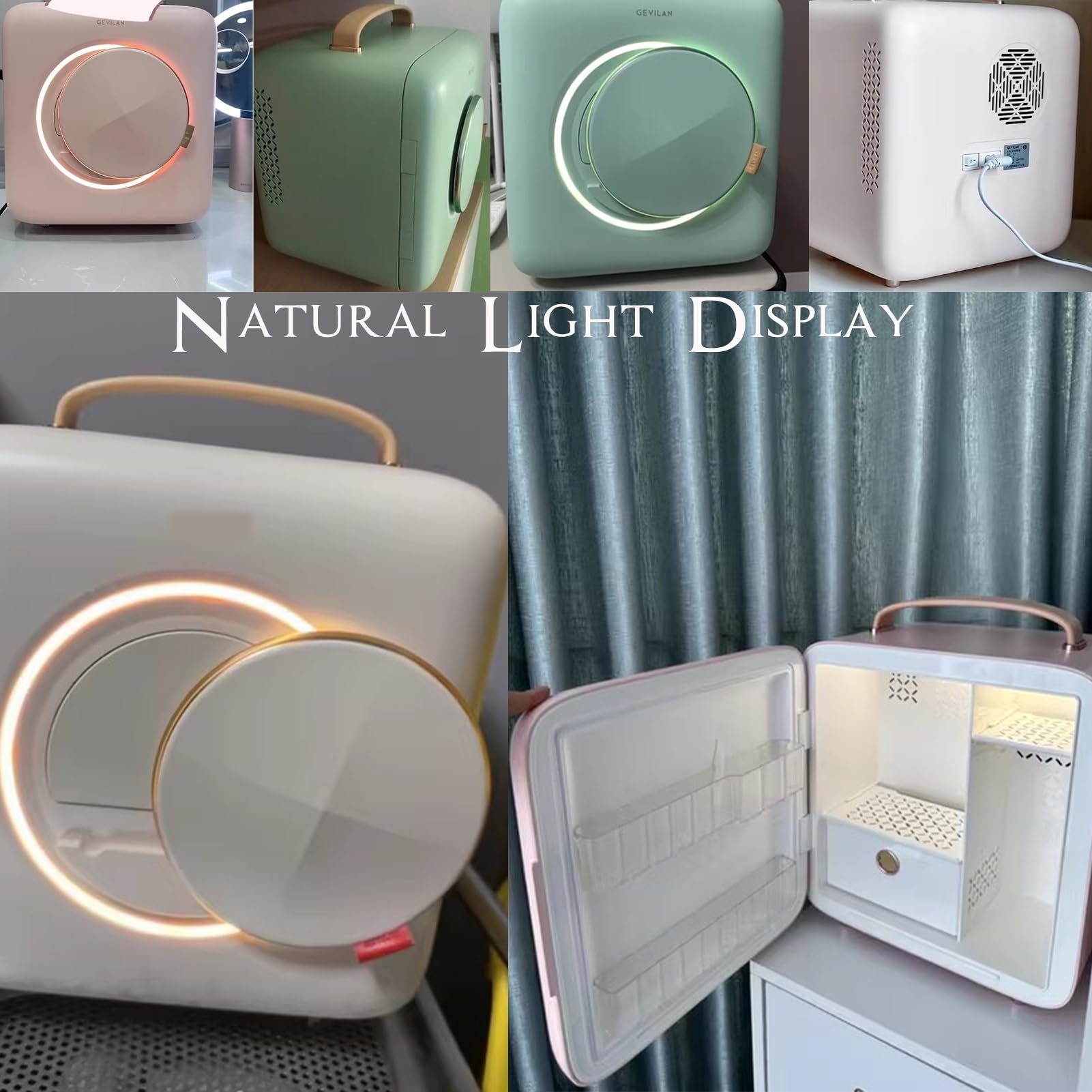 SZIPJAMP Small Beauty Refrigerator 9L Personal Cosmetics Storage Box Portable Skin Care Protector with Interior Led Light Freezer for Bedroom Bathroom Vanity