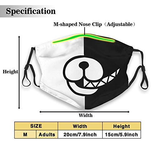 Sharp Tooth Monokuma Comfortable Face Mask Anti-Dust Reusable Balaclava Mouth Mask Black