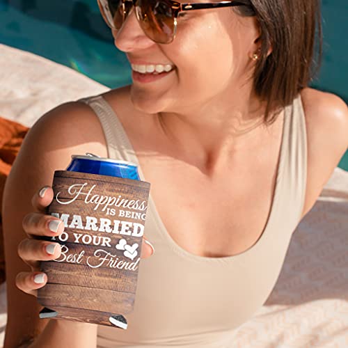 VictoryStore Can and Beverage Coolers: “Happiness is being Married To Your Best Friend” Wedding Can Coolers (50)