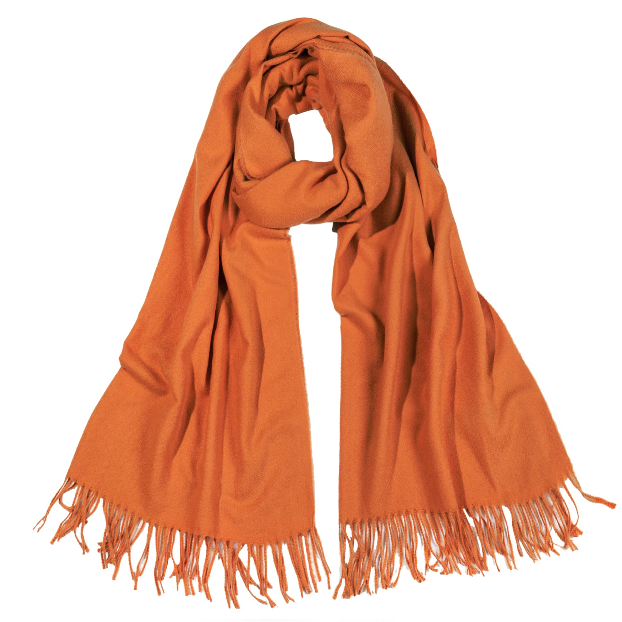 SOJOS Womens Large Soft Cashmere Feel Pashmina Shawls Wraps Winter Scarf SC304 with Orange