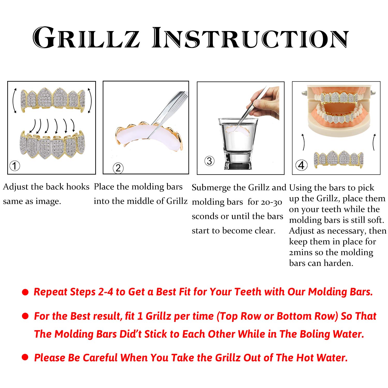 TOPGRILLZ 18K Gold Plated Dracula Vampire Fangs Slug Top and Bottom Grills for Your Teeth Grillz Set for Men and Women Hip Hop(Gold)